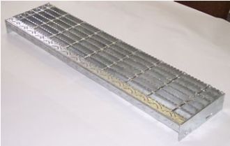 Galvanized Serrated Steel Tread, 10-15/16"D