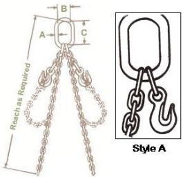 Adjustable Dbl Loop Chain Sling,7/8in Chain,10ft